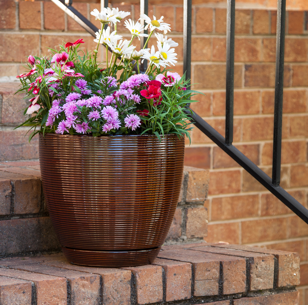 8" Caylin Ceramic Planter, Java (2-pack) | Home by AMES