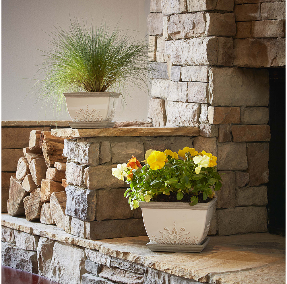 8" Brentwood Square Ceramic Planter, White (2-pack) | Home by AMES