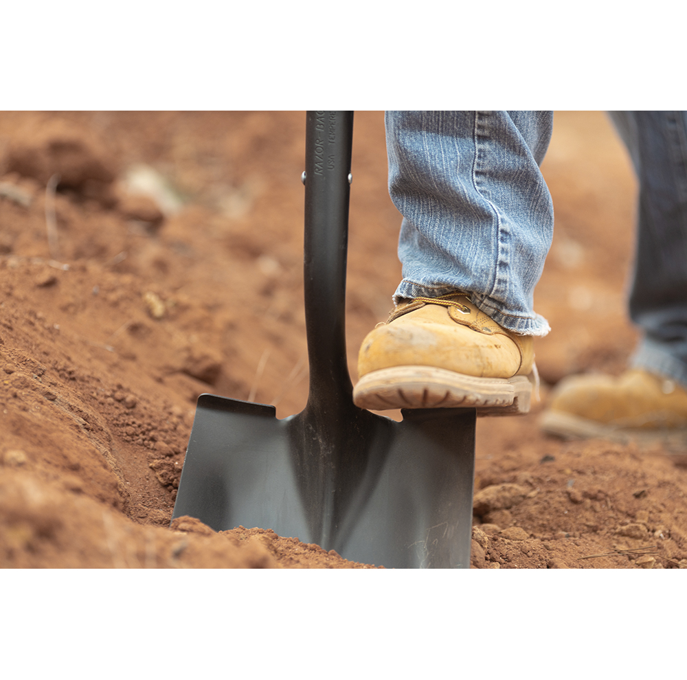 Square Point Shovel with Tab Socket and Forward Turned Step, Wood ...