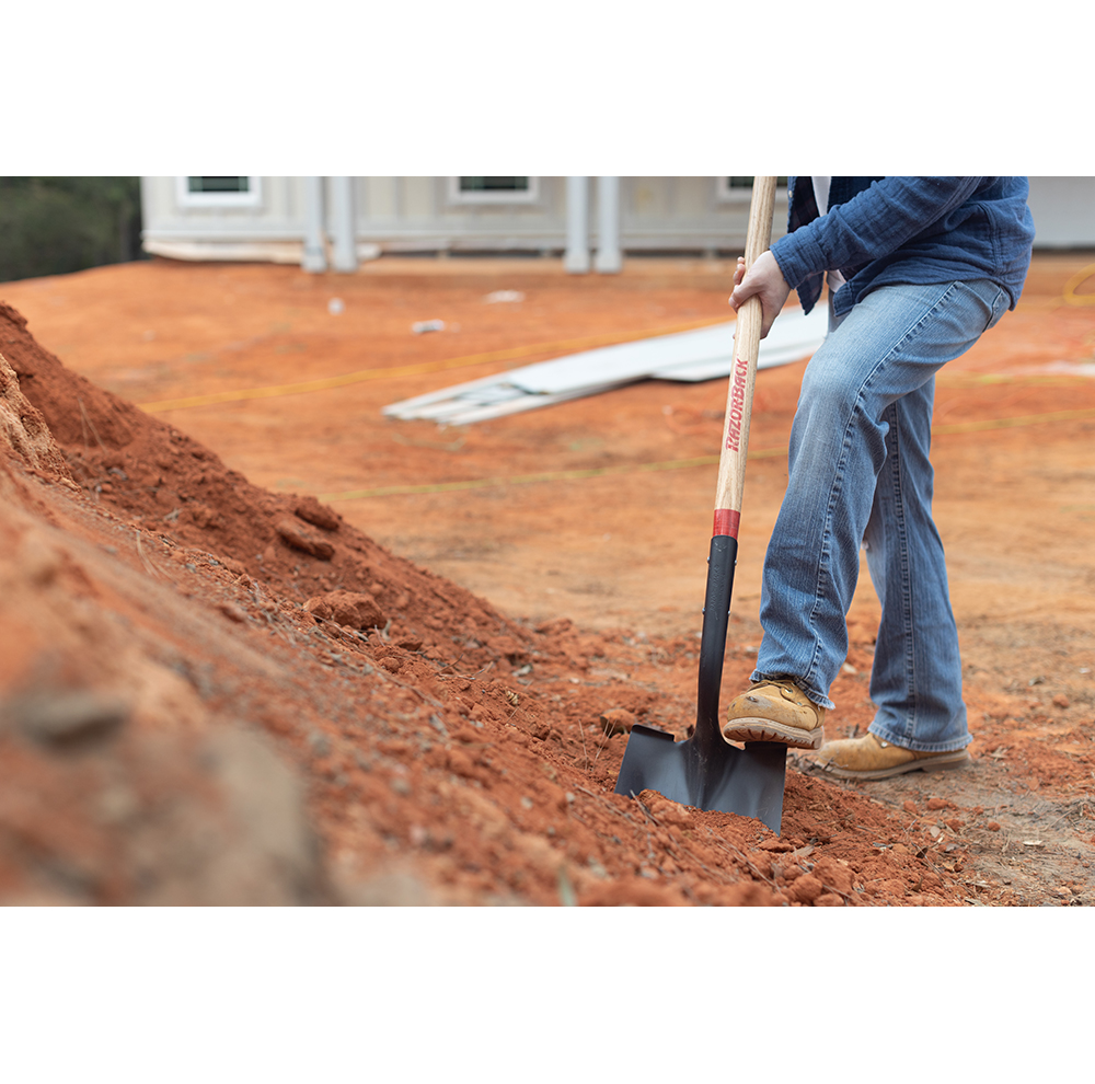 Square Point Shovel with Tab Socket and Forward Turned Step, Wood ...