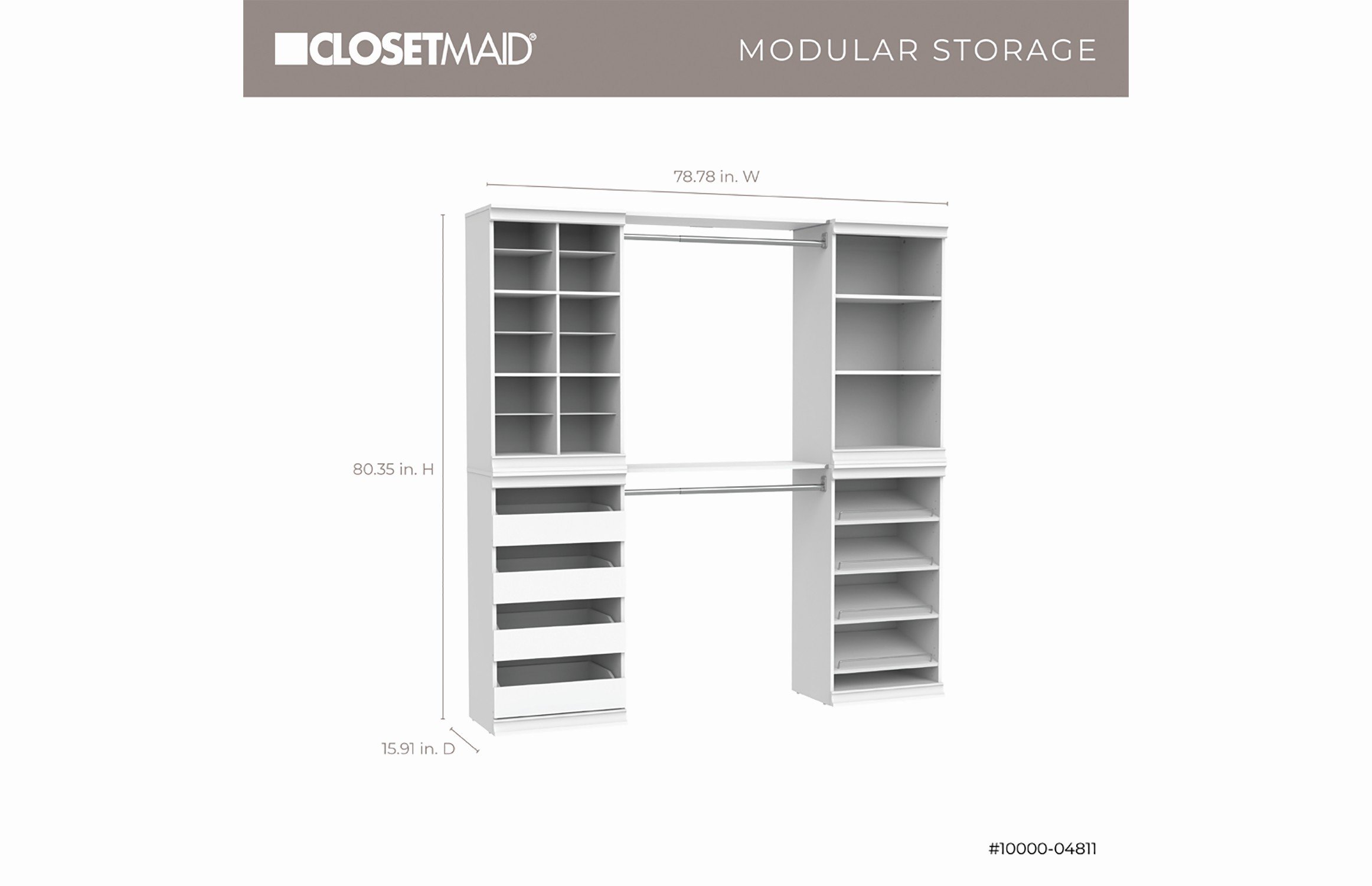 Shelf, Drawer, Shoe, Divided, Two Top Shelf & Rod Kit | Home by AMES