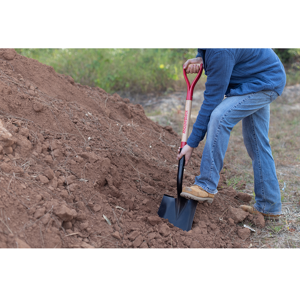 Square Point Shovel with Tab Socket and Forward Turned Step, Wood ...