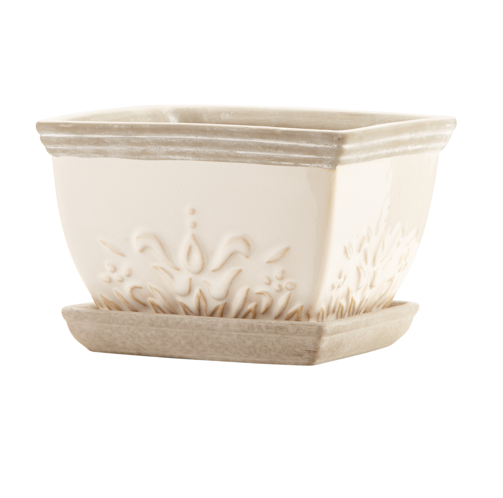8" Brentwood Square Ceramic Planter, White (2-pack) | Home by AMES