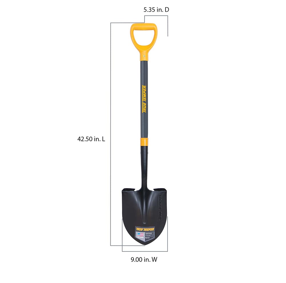 Forged Round Point Shovel with Comfort Step and D-Grip on Fiberglass ...