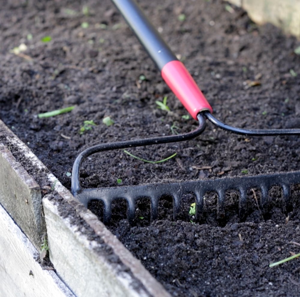 15 Tine Bow Rake, Forged, Fiberglass Handle with Mid-Grip and Cushion ...