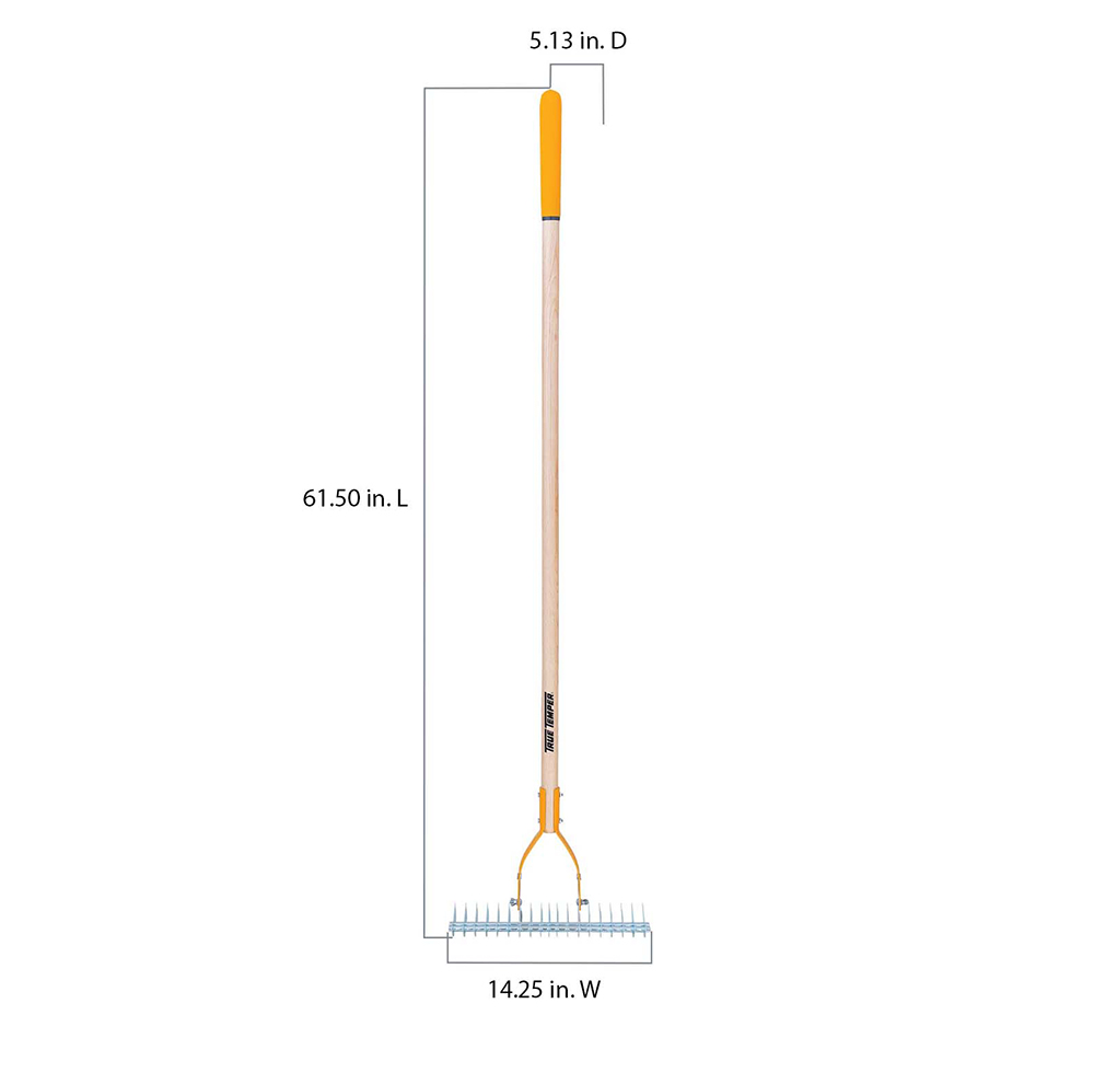 15 Inch Adjustable Thatch Rake with Cushion End Grip on Hardwood Handle ...