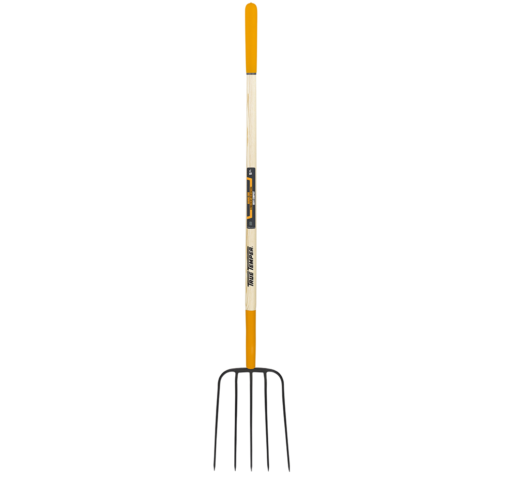 5-Tine Forged Manure Fork with Cushion End Grip on Hardwood Handle ...